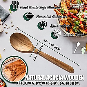 Wood Spoon, Healthy Acacia Wooden Cooking Spoons, Durable Kitchen Serving Spoon Scooper, Non Scratch Wood Ladle Tableware For Cooking, Serving Salad, Stirring Soup, Easy to use