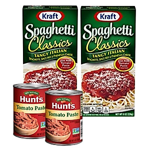 Complete Meal Kit - Kraft Foods Classics Tangy Italian Spaghetti, 8.0 Ounce & Hunts Tomato Paste 6 Ounce bundle (Pack of 2)