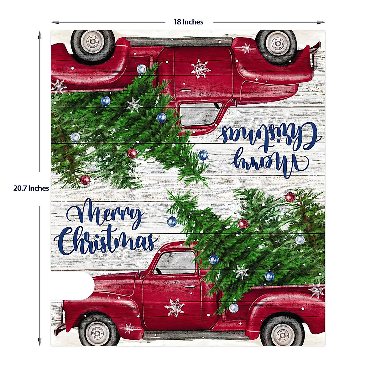 Texupday Merry Christmas Red Truck Pine Tree Decoration Mailbox Cover With Magnetic Strip Winter Snowy Holiday Mailbox Wraps Post Letter Box Cover Standard Size 21" X 18" for Garden Outdoor Yard Decor