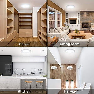 Youtob LED Flush Mount Ceiling Light, 15W 100 Watt Equivalent, 1200lm White Round Lighting Fixture for Kitchens, Closets, Stairwells, Basements, Hallways, Laundrys(Cool White 4000K-White)