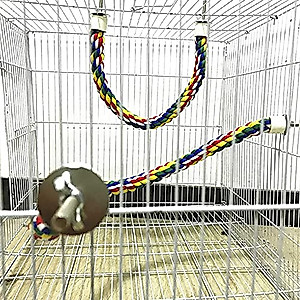 Bird Perches Rope Parrots Toys Fit Bigger Macaws Adjustable Stand Rope Ladder Rest (24in)