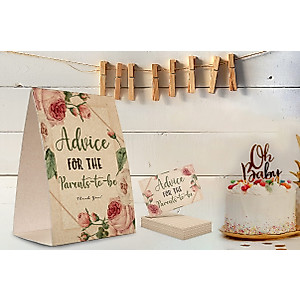 Advice for the Parents-to-Be Sign, Baby Shower Advice Game Kit (1 Standing Sign + 50 Advice Cards), Baby Showers Decorations-NPZAD16