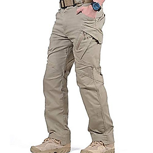 MNXOIA City Tactical Cargo Pants Men Combat Army Military Pants Cotton Many Pockets Stretch Flexible Casual Trousers Gray 3XL