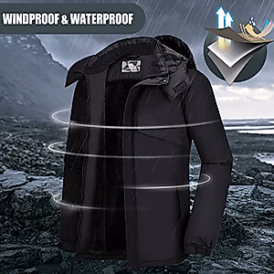 CAMEL CROWN Men's Waterproof Ski Jacket Warm Winter Snow Coat Mountain Windbreaker Hooded Raincoat Snowboarding Jacket