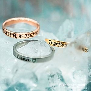 MignonandMignon Personalized Stacking Inspirational Name Ring Initial Gift for Her Stackable Mothers Day - R4