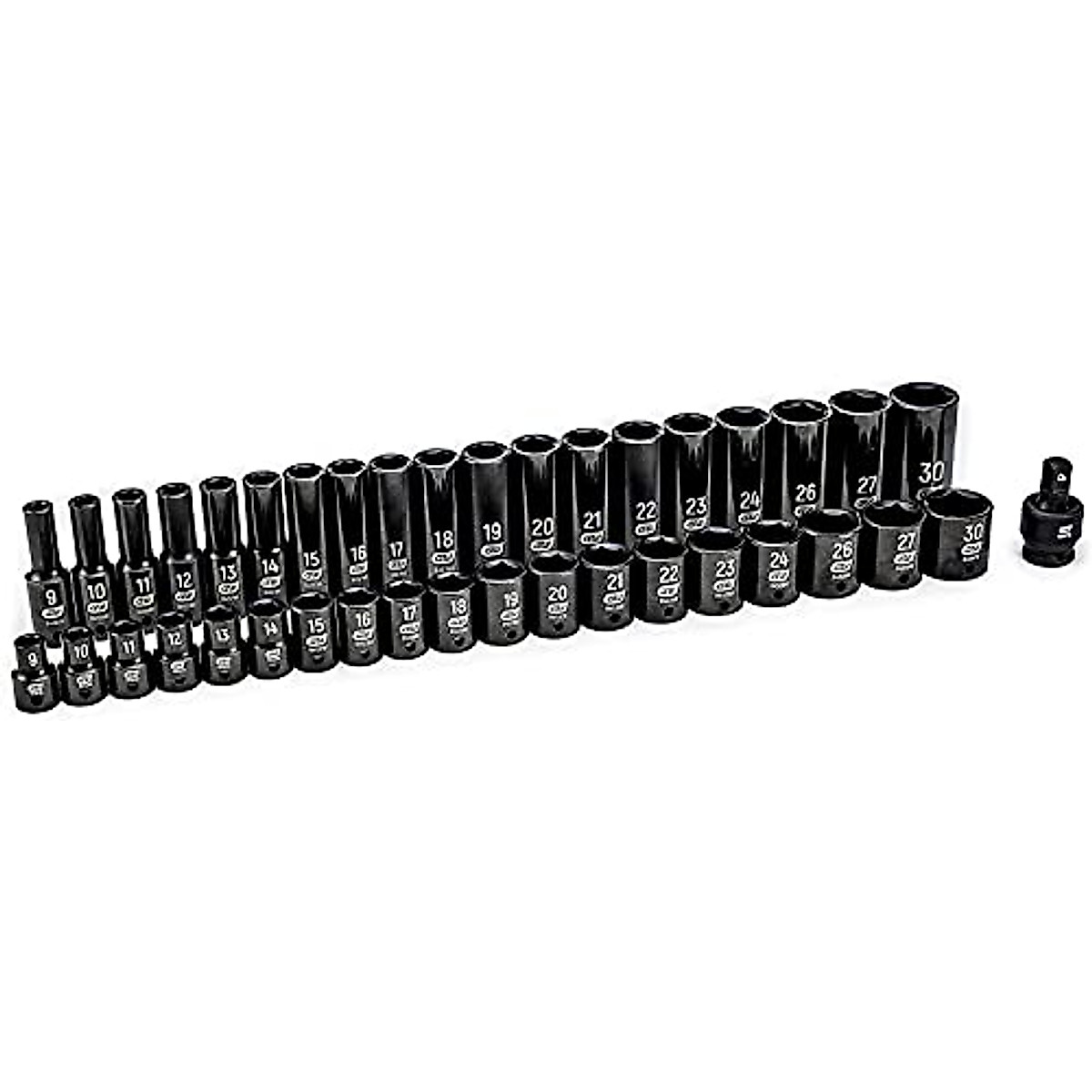 GEARWRENCH 39 Piece 1/2inch Drive 6 Point Impact Socket Set, Standard & Deep, Metric - 84948N