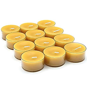 Natural Yellow Beeswax Tealight Candles - 12pcs - Organic Candle Natural Scent Smokeless Clean Burning