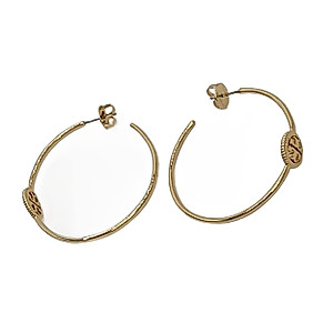 Tory Burch 137720 Tory Gold Tone Rope Logo Women's Hoop Earrings