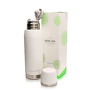 Kalmateh Thermos- Double Walled Vacuum Insulated Stainless Steel Thermos (760ml) Precise Pouring & Heat Retention- For Yerba Mate, Coffee, Tea, Camping (White)