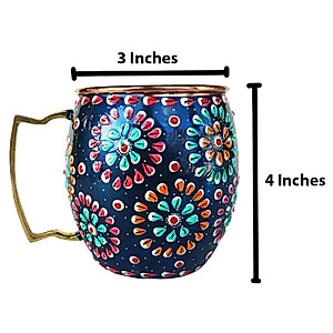 Rastogi Handicrafts Handmade Outer Hand Painted Art work Wine, Vodka, Beer,Cocktail,Juice, Cold Coffee Mug - Cup (2)