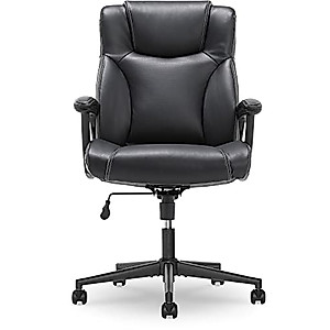 Serta Executive High Back Office Chair with Lumbar Support Ergonomic Upholstered Swivel Gaming Friendly Design, Bonded Leather, Black
