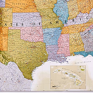 Maps International Giant Classic USA Mega-Map - Map of The United States Poster - Front Lamination - 46 x 80