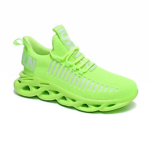 GSLMOLN Fashion Gym Shoes for Men Back to School Lime Green Shoes Non-Slip Lightweight Casual Workout Sport Tennis Walking Sneakers Mens Zapatillas para Hombre Fluorescent/Green Size 10.5
