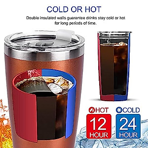 SOLLASY Coffee Tumbler 20 oz Tumbler Travel Mug Insulated Stainless Steel Vacuum Tumbler with Lid Water Glasses Cups for Tea Gifts Hot and Cold Iced Beverages Durable Leak-proof Rose