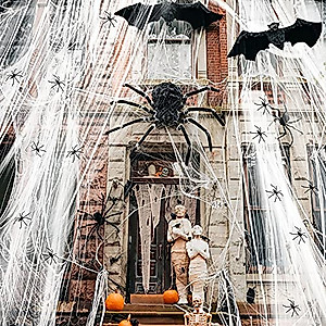 Hifunwu 1500 sqft Spider Webs Halloween Decorations Super Stretch Fake Web Cobwebs with 50 Fake Spiders for Indoor Outdoor Halloween Decoration Supplies