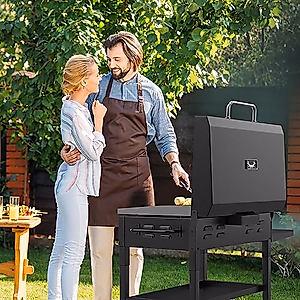 SafBbcue 28 Inch Griddle Hinged Lid for 28" Blackstone Top Griddle Accessories Griddle Hard Cover Hood with Thermometer Fits Blackstone 1517 1803 1839 1853 Grill