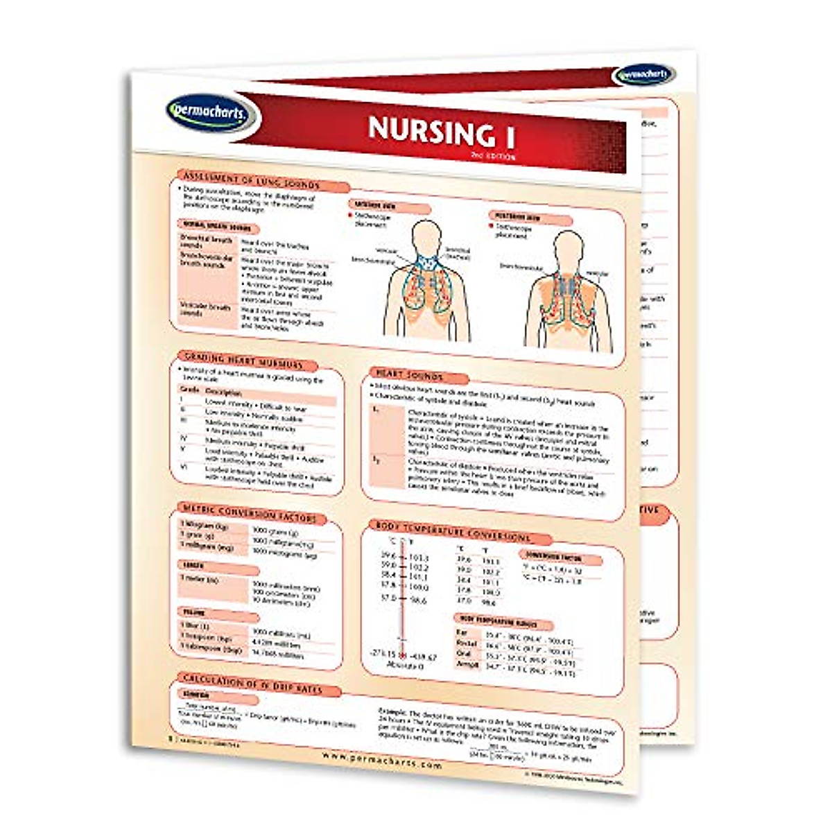 Permacharts Nursing, BSN, Registered Nursing Year 1 Curriculum Essential Quick Reference Guides - 20 Chart Bundle Medical Nursing Charts Bundle