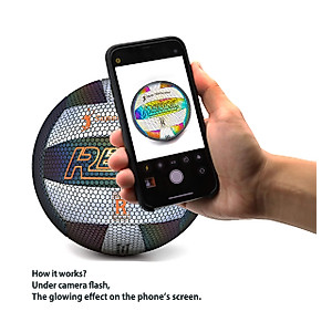 REBOIL Holographic Glowing Reflective Volleyball – Waterproof Indoor/Outdoor Volleyball for Pool, Beach. Composite Leather, Official Size 5 Toys for Kids Boys and Girls Play Night Game