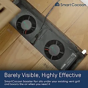 SMARTCOCOON 4"X10" Intelligent Booster Fan System - Integrates With Ecobee & Nest Smart Thermostats - Increase Airflow to Bedroom & Syncs To Your HVAC System - Renter Friendly Floor Fan For Vent