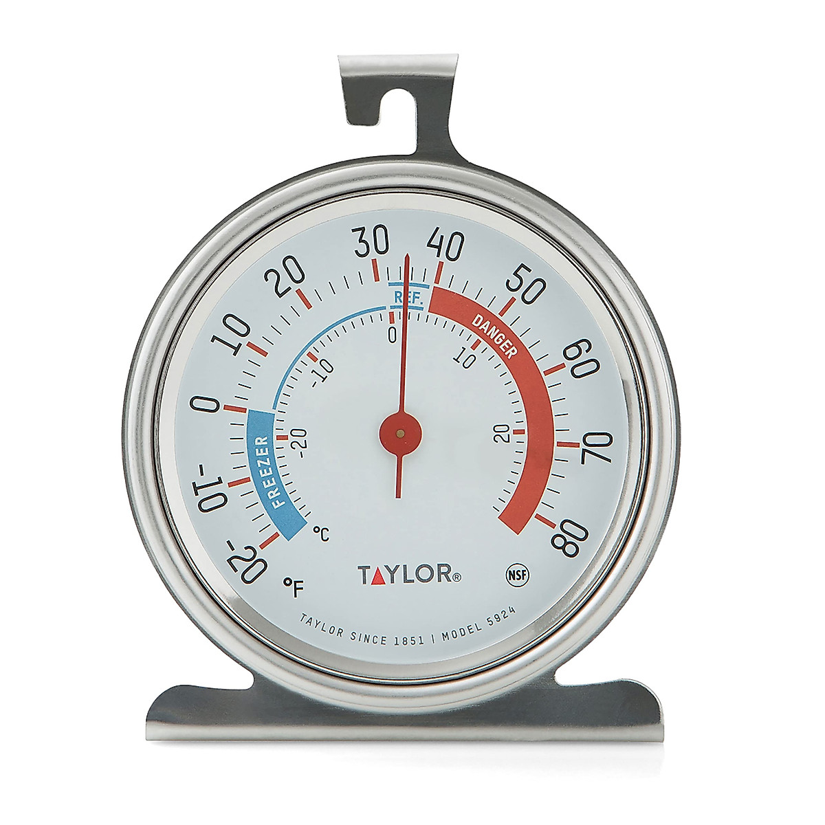 Taylor Precision Products 5924 Large Dial Kitchen Refrigerator and Freezer Kitchen Thermometer, 3 Inch Dial,Silver & 5932 Large Dial Kitchen Cooking Oven Thermometer, 3.25 Inch Dial, Stainless Steel