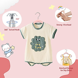 Wellong Baby Velvet Hangers, 11 Inches Kids Clothes Hangers, Non-Slip Childrens Hangers for Infant and Toddler 16 Pack Pink