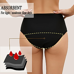 Leoparts Period Swimwear Leakproof Bikini Bottoms Black High Waisted Coverage Swimsuit Bottom for Girls Teens Women