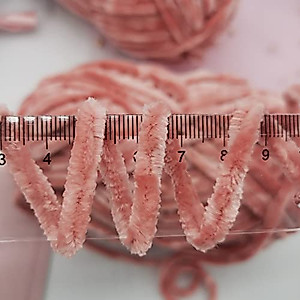 2 Roll Yarn for Knitting Crochet, Velvet Yarn Knitting Yarn Fabric Cloth for DIY Craft Handmade Velvet Coarse Wool Scarf Thread New Year Christmas Gift - Bean Pink, 175 Yards