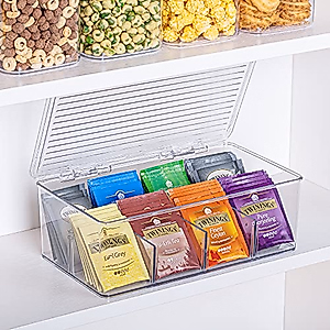 2 Pack Stackable Tea Bag Organizer, Vtopmart Plastic Tea Storage Box for Kitchen Pantry Cabinets and Countertops, Holder for Tea Bags, Coffee, Sugar Packets, Small Packets