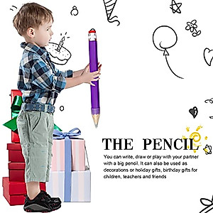 Bercoor 5 Pieces 13.1 Inch Wooden Jumbo Pencils for Props Gifts Decor, Fuuny Big Novelty Pencil with Eraser and Cap Wood Giant Pencil for Schools and Home Kids Writing