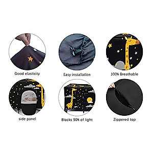 Blackout Cover for Pack N Play, Portable Breathable Crib Tent to Block 90% of Light for Indoor Outdoor Travel, Stretch Up to 48×39 Inches