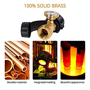 GASLAND Propane Tank Gauge Level Indicator, ACME/QCC1/Type1 Propane Adapter Fittings with Gauge, Propane Meter Universal for Propane Cylinder, RV Camper, BBQ Gas Grill, Heater