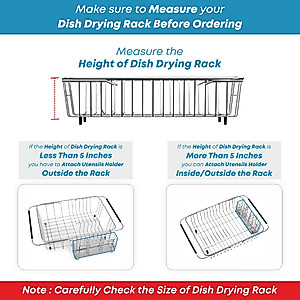 KESOL Sturdy 304 Stainless Steel Utensil Drying Rack Basket Holder with Hooks 3 Divided Compartments, Rust Proof, No Drilling