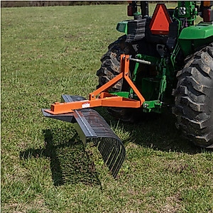 Titan Attachments 3 Point 6 FT Landscape Rake for Compact Tractors, Fits Category 1 Hookup, Tow-Behind Garden Tool, Landscaper, and Grass Comb