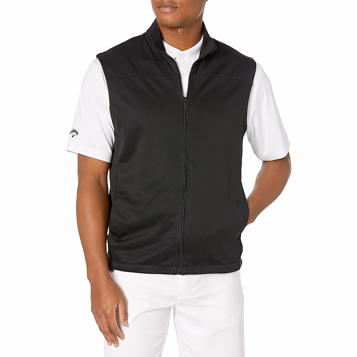 Callaway Men's High Gauge Fleece Zippered Sleeveless Golf Vest, Peacoat, 4X Large Tall