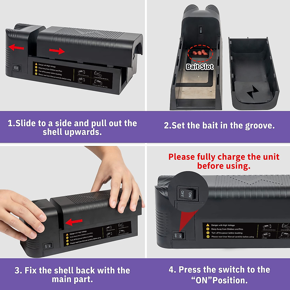 Diaotec Electric Rat Trap Effective Humane Indoor Mouse Trap Killer Upgraded Instantly Kill Rodent Zapper for Rats Mice with Powerful Voltage