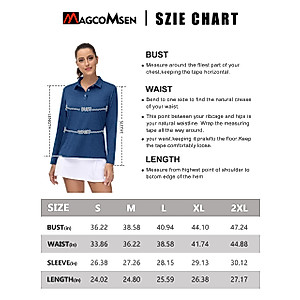 MAGCOMSEN Moisture Wicking Shirt for Women Fishing Tennis T-Shirt Long Sleeve Top Uv Protection Polo Shirt, D Blue, L