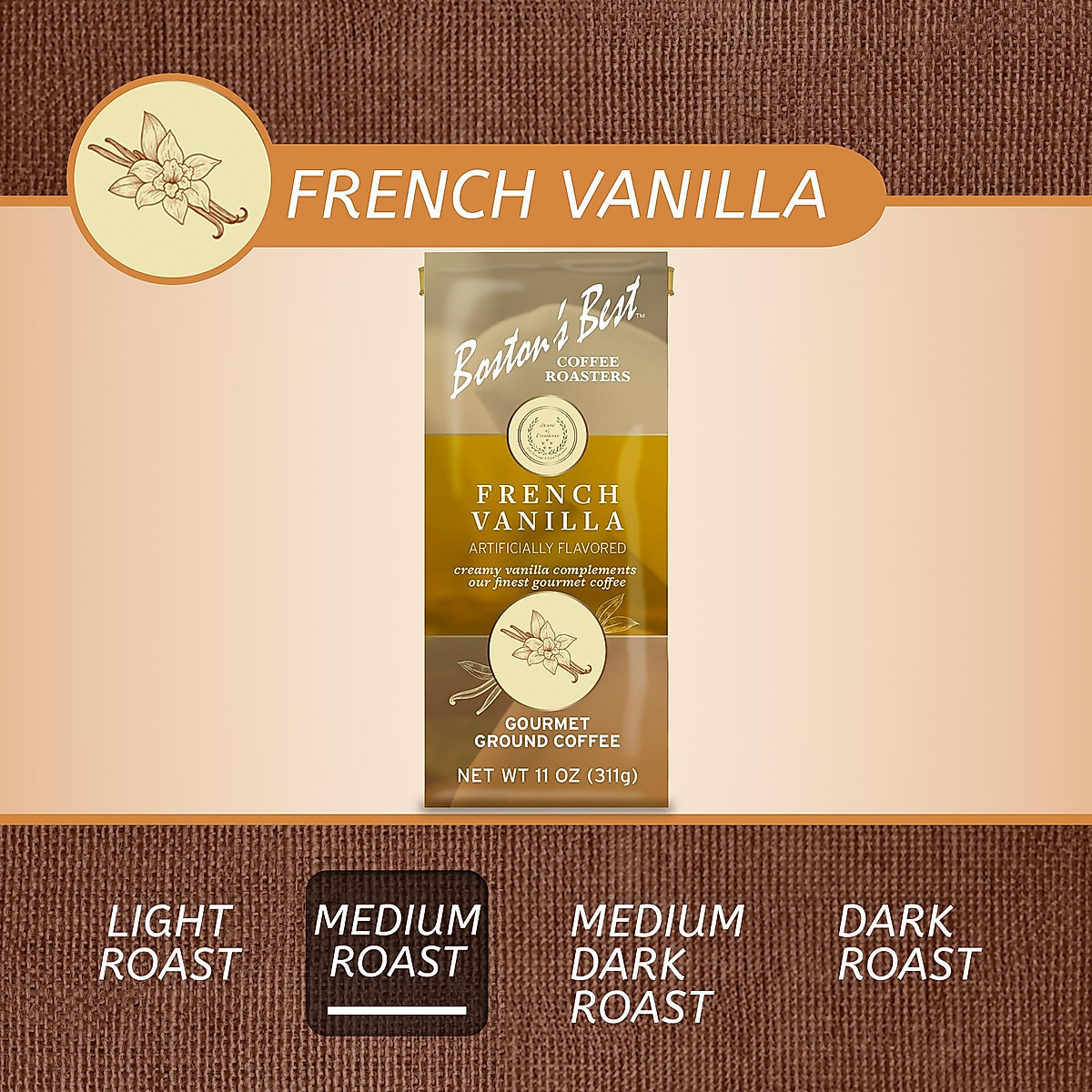 Boston’s Best Coffee - French Vanilla Coffee, Delicious Gourmet Coffee, Premium Ground Coffee, 11 oz. / 311 g Coffee Bag