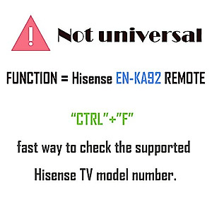EN-KA92 Remote Control Replacement for Hisense tv 40H3E 32H3E 40H3C 40H3EC 32H3C 40H3B 32H3B2 32H3B1 32D37 32D20 with GP Alkaline 2 pcs Batteries