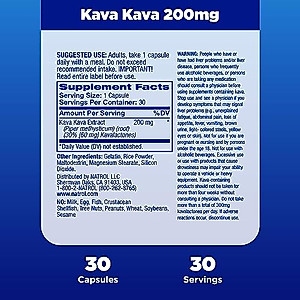Natrol Mood & Stress Kava Kava 200mg, Dietary Supplement for Relaxation and Eases Tension, 30 Capsules, 15-30 Day Supply