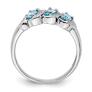 IceCarats 925 Sterling Silver Swiss Blue Topaz Diamond Ring Gemstone Band Size 8.00