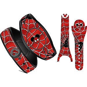 Red Spider Web Magic Band Skin Vinyl Decal Wrap Skins Sticker Compatible with The Disney MagicBand 2