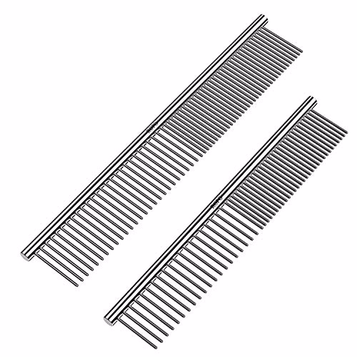 CWXZSTM Pet Steel Combs Dog Cat Comb Tool for Removing Matted Fur - Pet Dematting Comb with Rounded Teeth and Non-Slip Grip Handle - Prevents Knots and Mats for Long and Short Haired Pets,6.5IN/7.4IN