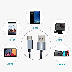 Type C USB Cable, 3 Pcs 3FT Nylon Braided USB C Cable, USB-A to USB-C Type C Charging Cable Fast Charge Cord Compatible LG V30 G6 G5 V20 (1M)