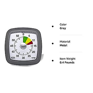 Lavigo 60 Minute Countdown Visual Timer for Adults Kitchen Cooking Kids Study Reading Classroom Teaching and Office, Three Colors Scale Designed, Quietly Count Time Management Tool(Gray)