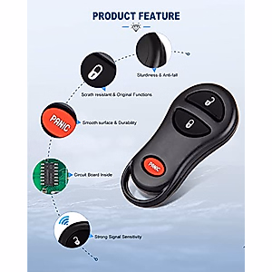 ECCPP 1X Keyless Entry Remote Key Fob Replacement for Jeep Cherokee Grand Cherokee for Dodge Dakota Durango Ram 1500/2500/3500 99-04 key fob FCC 04686366 05014736 GQ43VT9T (315MHz)