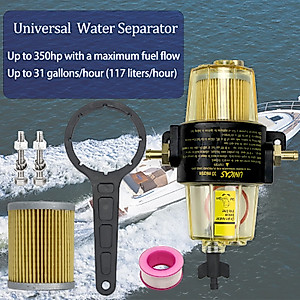 Coimoviol UF-10K Fuel Filter Water Separator Assembly Compatible with Marine Outboard Motor Mercury Yamaha Suzuki Tohastsu Outboard Engine, Universal Filter with Wrench and Extra Filter Element