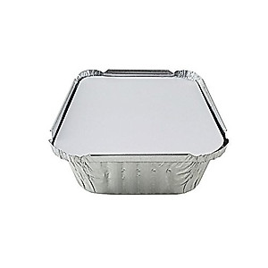 DCS Deals 50-Pack Heavy Duty Disposable Aluminum Oblong Foil Pans with Lid Covers | 100% Recyclable Tin Food Storage Tray | Extra-Sturdy Containers for Cooking 1 LB