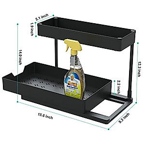 2 Pack Under Sink Organizer Storage Pull Out Cabinet Organizer 2-Tier Slide Out Sliding Shelf Multi-Use Narrow Space Under Sink Organizers and Storage for Kitchen Bathroom
