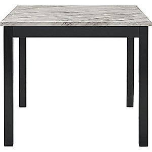 New Classic Furniture Celeste Faux Marble Counter Dining Table with Four Chairs, 5-Piece, Gray