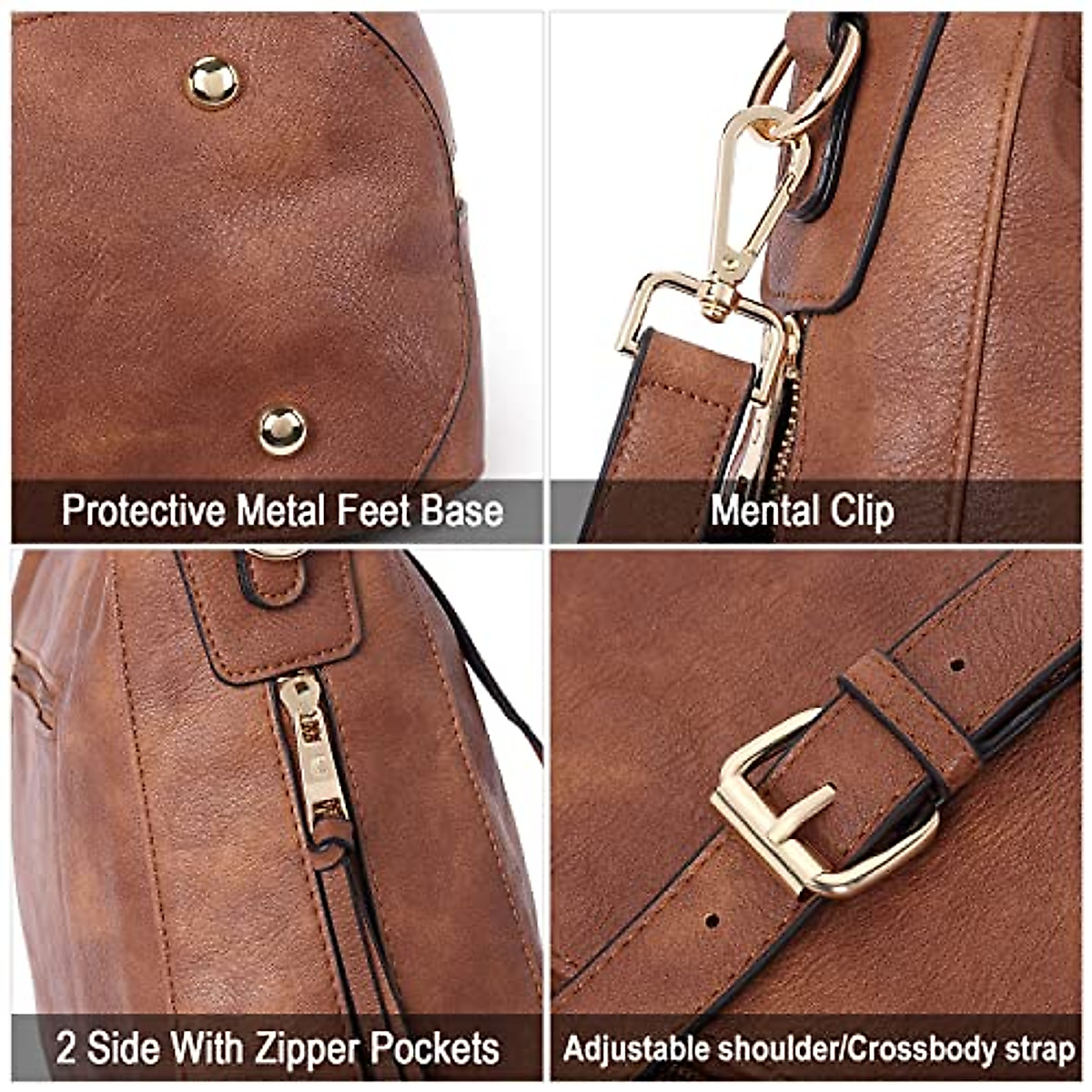 CLUCI Purses and Handbags for Women Hobo Tote Fashion Ladies Crossbody Large Bucket Shoulder Bag Vintage tan purses leather Two Toned Brown